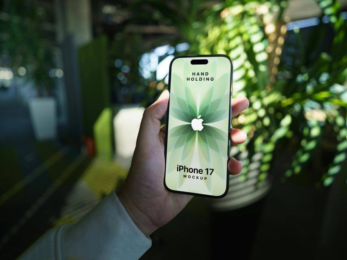 Free Hand-Holding iPhone 17 Mockup PSD - PsFiles